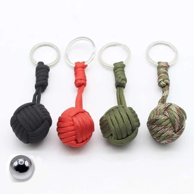 TACTICAL PARACORD MONKEY Fist Keychain with Steel Ball – Robust & Much ...