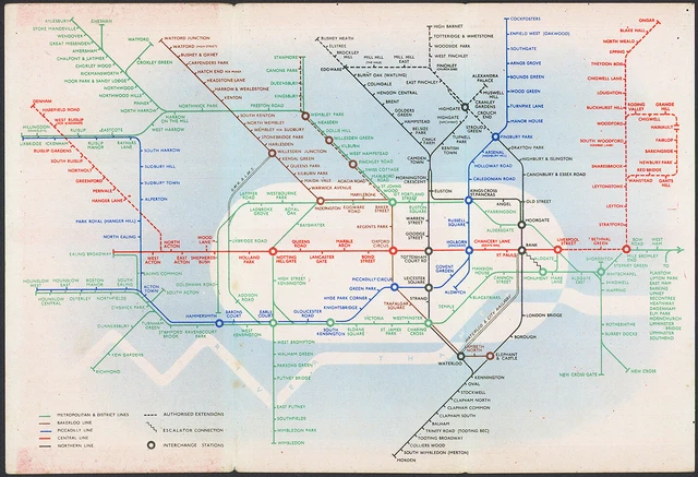1939 ORIGINAL RARE early LONDON TRANSPORT UNDERGROUND MAP No 1 Schleger ...