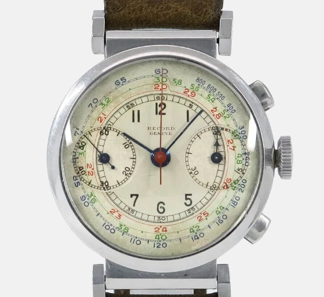 RECORD 2REGI CHRONOGRAPHE Valjoux 22 Manuel Automatique 1940 Homme ...