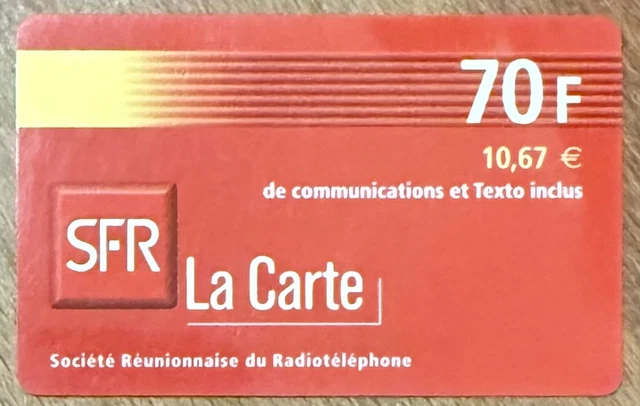 LA RÉUNION SFR La Carte 70F Recharge Gsm Telecarte Scheda Phone Card ...
