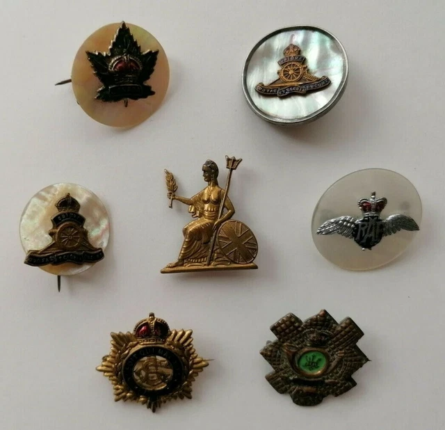 VINTAGE WW1 BRITISH Military Sweetheart Brooch/Pins mother of pearl ...