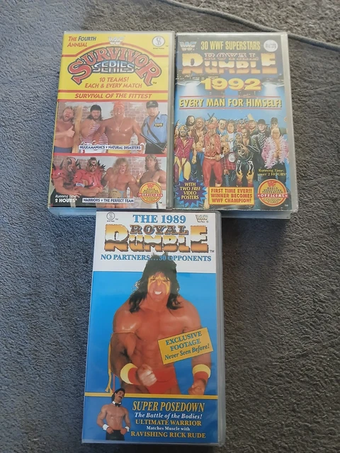 WWE WWF SURVIVOR Series 1990 Royal Rumble 1989 1992 x3 vhs tapes ...
