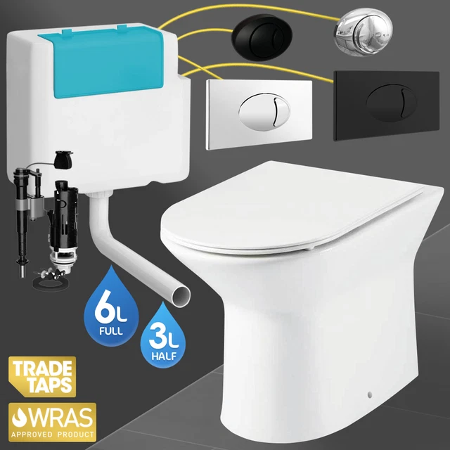 RIMLESS BACK TO Wall Toilet WC Soft Close Pan BTW Concealed Cistern ...