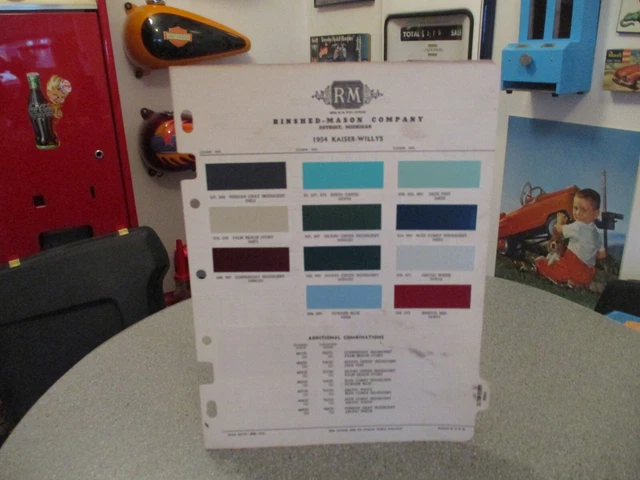 PAINT COLOR REFERENCE Sample Paint Chips 1954 Kaiser Willys Colors $18. ...