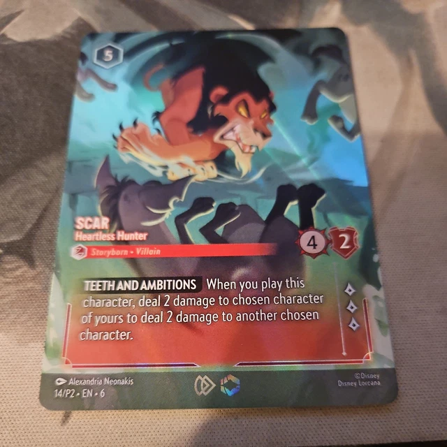 DISNEY LORCANA CARD Scar Heartless Hunter 14/P2 Enchanted Championship Promo £25.00 - PicClick UK