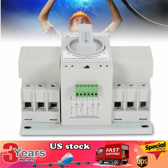 ATS DUAL POWER Automatic Smart Transfer Switch 63 Amp 3P For Generator ...