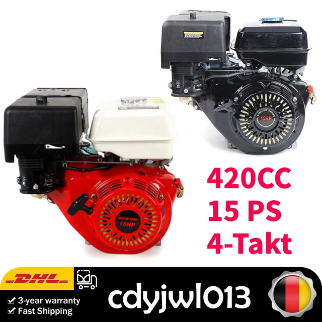 4-TAKT 15 PS OHV Einzylinder Benzinmotor Schwerlastmotor 9.7KW 420CC Luftkühlung EUR 306,63 ...