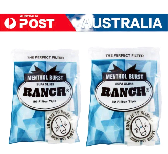 RANCH FILTERS MENTHOL burst Supa Slim Filter - 80 Filters X 2 Bags 160 ...
