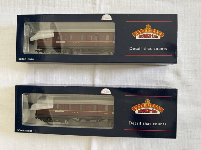 PAIR OF BACHMANN 34-327A 50ft LMS Parcel Van Crimson 30989 £38.16 ...