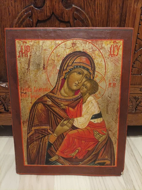 ANCIENNE ICÔNE RUSSE ORTHODOXE EN BOIS POLYCHROME ÉPOQUE XVIIIème EUR 380,00 - PicClick FR