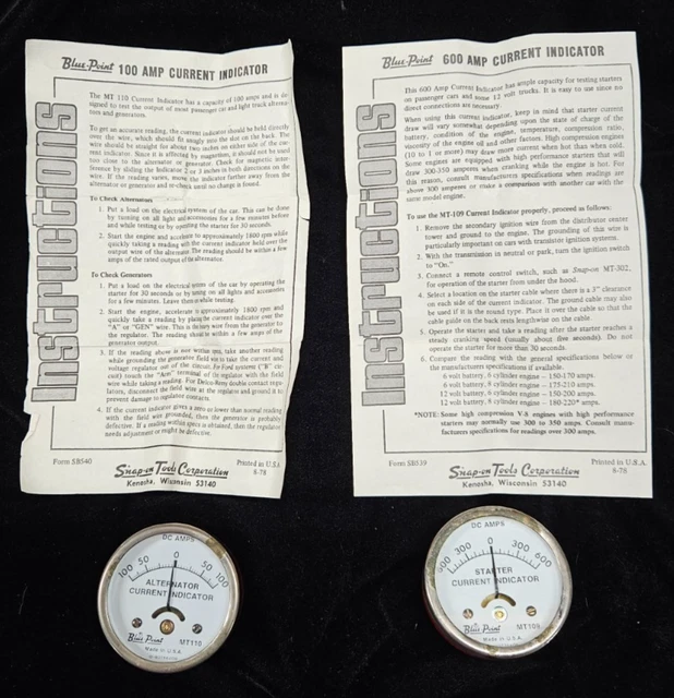 VINTAGE BLUE POINT by Snap On Tools MT-1009 Inductive Ammeter Set. See ...