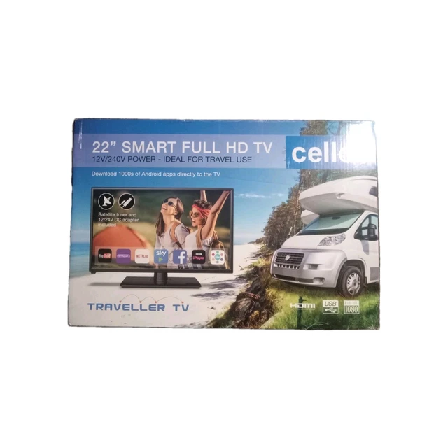 CELLO 22& 12V/240V C22230SmartTRAVELLER TV FULL HD DIGITAL & SAT TUNER ...