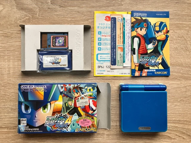 NINTENDO GAMEBOY ADVANCE SP Rockman (Mega Man) Blue Console & Rockman ...