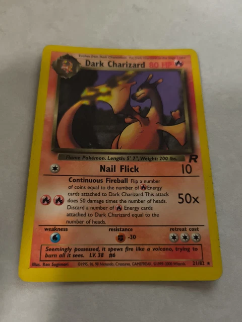 POKEMON 21/82 DARK Charizard Carta Rara No Holo Team Rocket Inglese Ex ...
