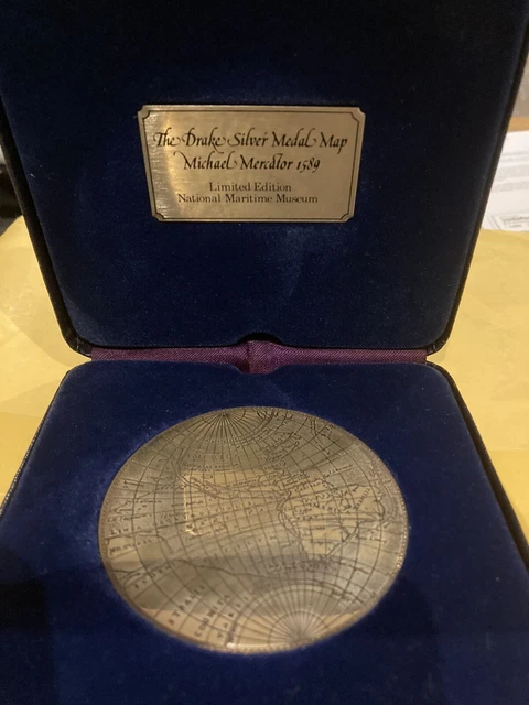 THE DRAKE SILVER Medal Map Michael Mercator 1589, by National Maritime ...
