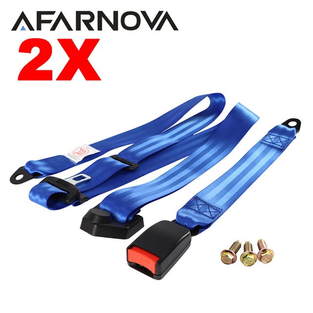 2PC 3 POINT Harness Fixed Seat Strap Seat Belt Adjustable Blue Cars ...