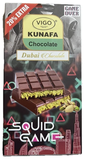 DUBAI CHOCOLATE VIGO Kunafa Chocolate Viral Squid Game Edition 150g £7. ...