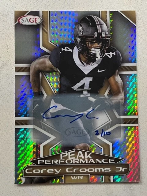 COREY CROOMS JR Cowboys 2024 SAGE High Series Football Peak AUTO Or # 2 ...