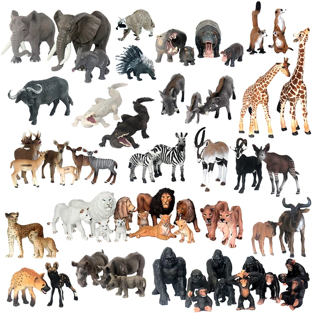 JUMBO AFRICAN JUNGLE Animals Toy Figure Realistic Plastic Figurine Set ...