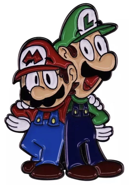 SUPER MARIO BROTHERS Luigi Mario Bros Kart NES SNES Metal Enamel Pin ...