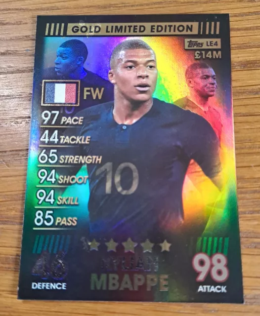 TOPPS MATCH ATTAX - 101 - Kylian Mbappe - 2019 - Edizione Limitata Oro ...