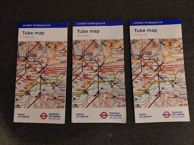 4 PACK LONDON Underground Tube Map - NEW May 2022 TFL - Elizabeth Line ...