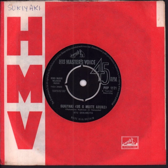 KYU SAKAMOTO SUKIYAKI 7" vinyl UK His Masters Voice 1963 4 prong label ...