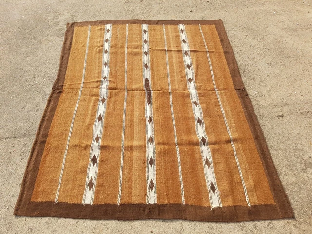 ANTIQUE NAVAJO TURKISH Handwoven Native American Indian Rug Wool ...