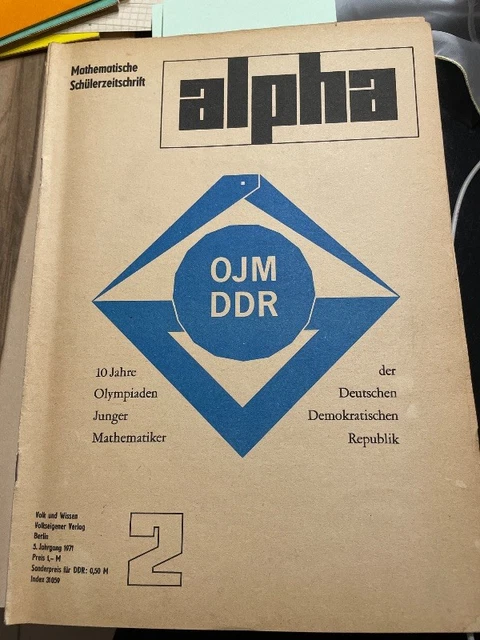 ALPHA MATHEMATISCHE SCHÜLERZEITSCHRIFT DDR 1971 Revue Mathématiques EUR ...