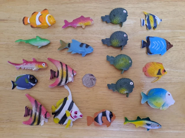 VINTAGE 1990S PVC Rubber Tropical Fish Bundle 19 Small Tropical Figures ...