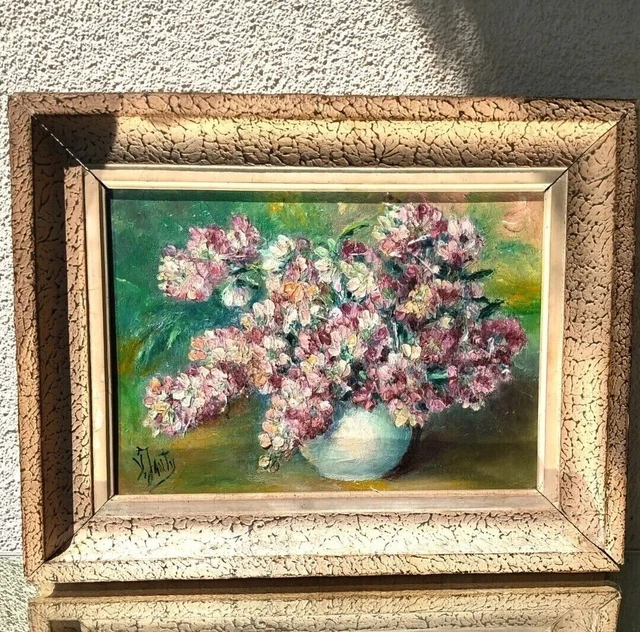 ANCIEN TABLEAU HUILE Sur Toile Nature Morte Lilas Signé Henry D'Anty EUR 120,00 - PicClick FR