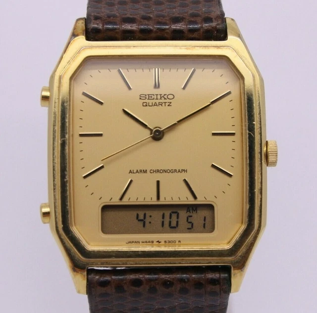 C.1993 SEIKO QUARTZ Alarm Chronograph Mens Dual Display Digital Analog ...