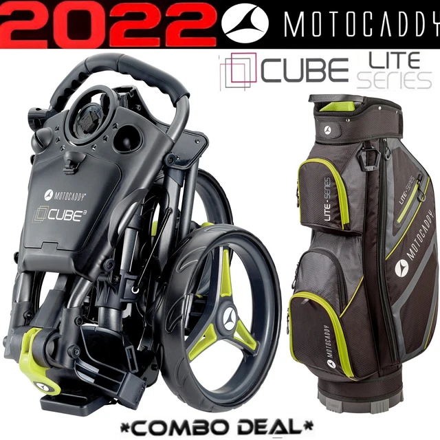 MOTOCADDY CUBE 2022 3 Wheel Push Golf Trolley & Lite Series Cart Bag ...