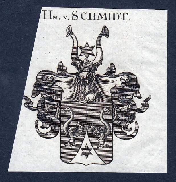 SCHMIDT ARMOIRIES ADEL Coat De Arms Héraldique Gravure sur Cuivre EUR ...