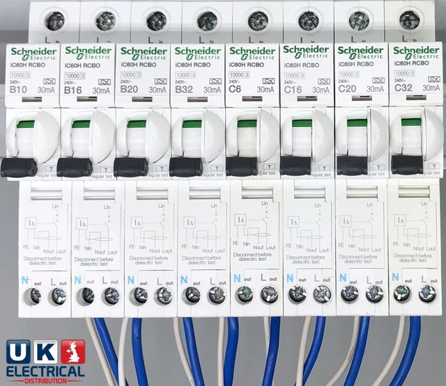 SCHNEIDER ACTI 9 iC60H A9D RCBO 6a 10a 16a 20a 32a 40a Amp Type B C ...