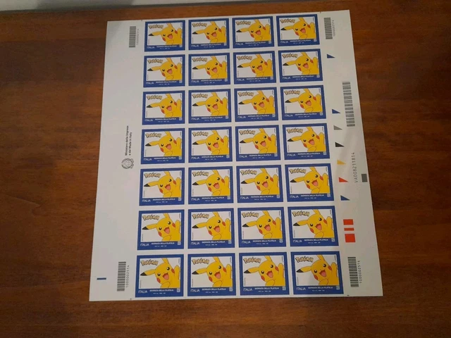 FOGLIO FRANCOBOLLI COMPLETO Collezione Pokemon Poste Italiane Codici ...