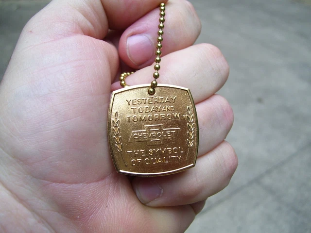 VINTAGE ORIGINAL GM Chevy nos 60s Brass key promo fob Thanks America ...