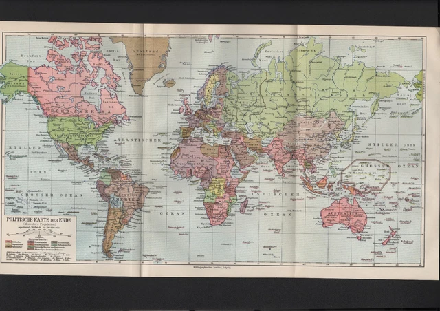 MAP MAP 1926: political map of the earth. Mercators Projection £16.76 ...