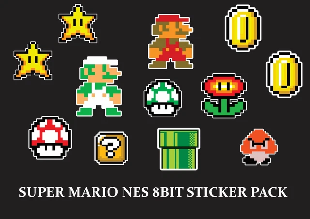 SET OF 12 Super Mario Nintendo NES 8bit Sticker pack $13.99 - PicClick