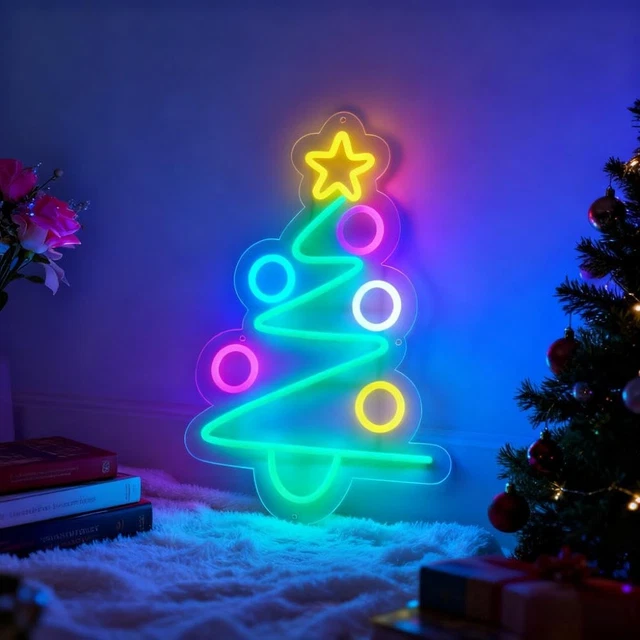 CHRISTMAS TREE NEON Sign Xmas Tree Neon Sign Neon Lights Signs LED ...