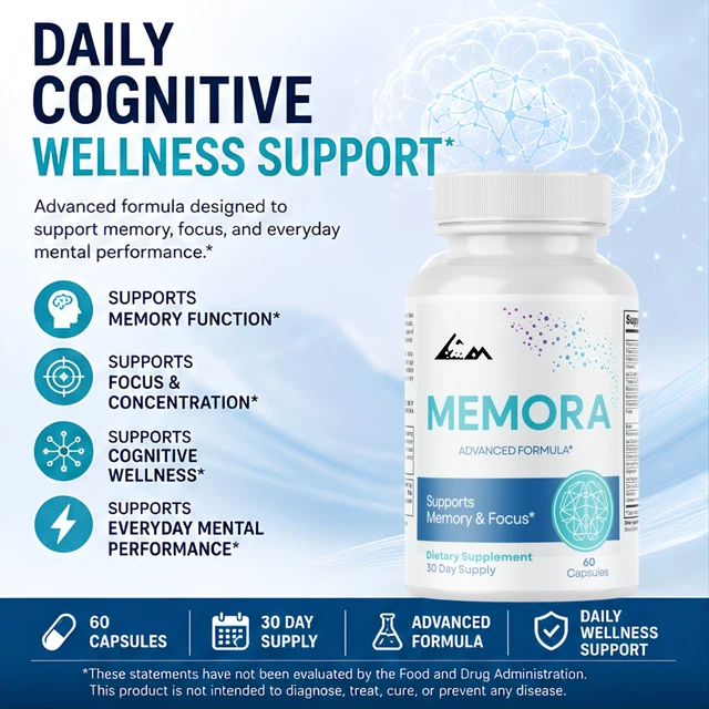 MEMORA NOOTROPIC BRAIN Formula Memory Focus Support - 60 Capsules | 5 ...