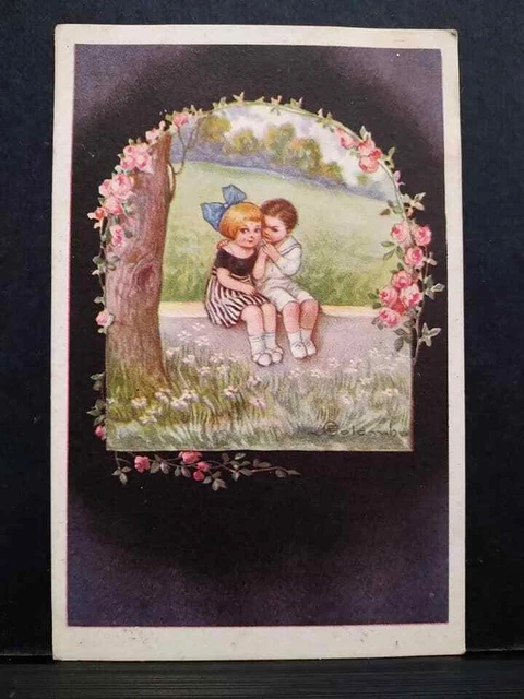 CARTOLINA BAMBINI INNAMORATI illustratore Colombo YA1008A EUR 6,93 ...