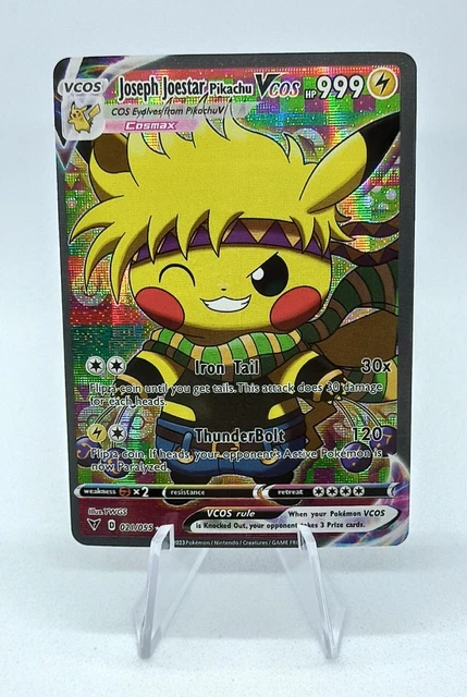 PIKACHU POKEMON JOSEPH Joestar Jojo Pika Carte Card Holo Prism Flash ...