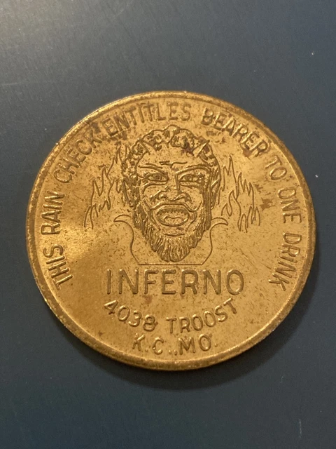 KANSAS CITY MISSOURI Trade Token Inferno devil pictorial drink rain ...