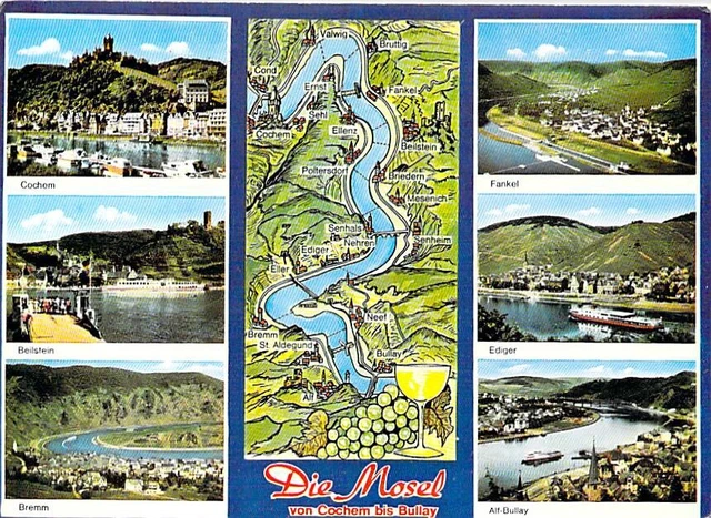 MOSEL AK COCHEM Bullay Beilstein Map Landkarte Umgebungskarte EUR 2,95 ...