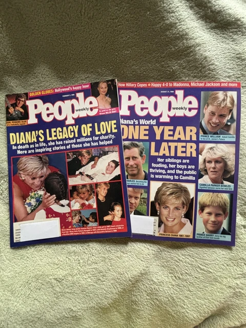 2 1998 PEOPLE Magazines Aug 31 & Feb 2 Princess Diana 1 Year Later ...