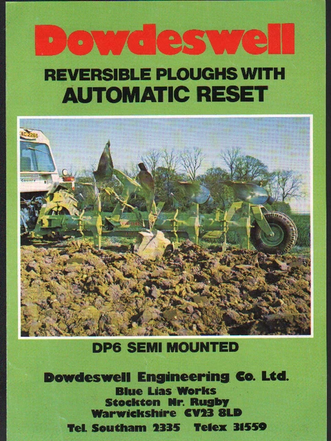 DOWDESWELL REVERSIBLE PLOUGHS with Automatic Reset Brochure Leaflet £6. ...