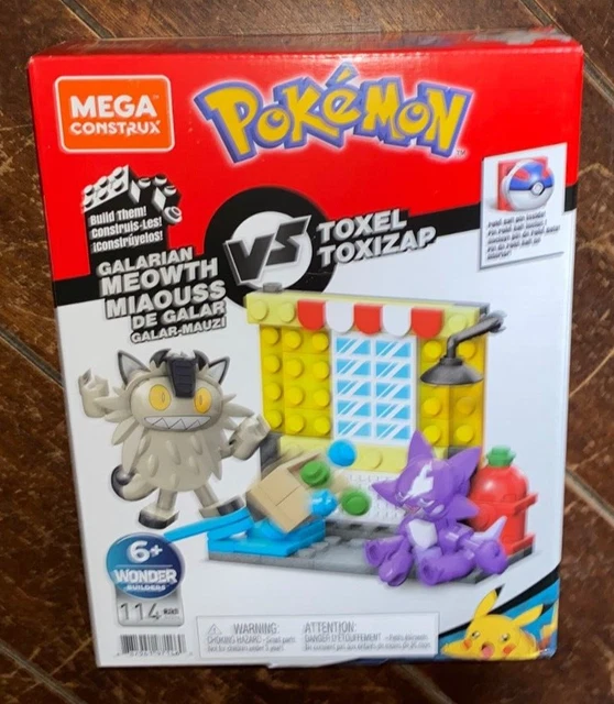 MEGA CONSTRUX POKEMON: 114pc GALARIAN MEOWTH vs TOXEL Building Set ...