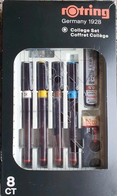 ROTRING TUSCHEFÜLLER SET + Zeichentusche Technical Drawing Pens College ...