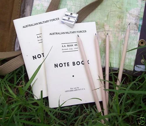 WW2 AUSTRALIAN ARMY NCO STATIONARY PACK - 2 x NOTE BOOKS WITH PENCILS ...